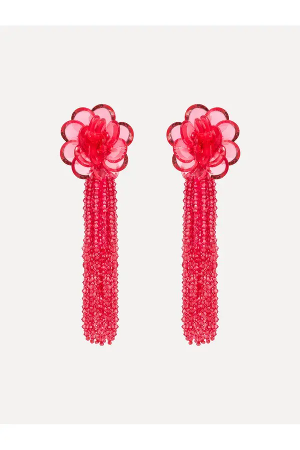 Oscar De La Renta Flower Chandelier Clip-on Earrings - Natural