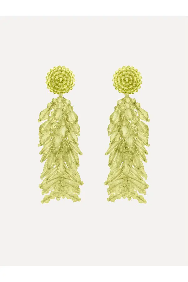 Oscar De La Renta Beaded Cascade Tassel Clip-on Earrings - Natural
