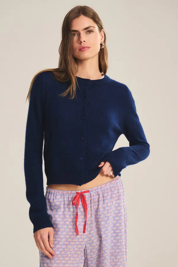 Velvet By Graham & Spencer Nolie Cashmere Cardigan - Blue / Navy