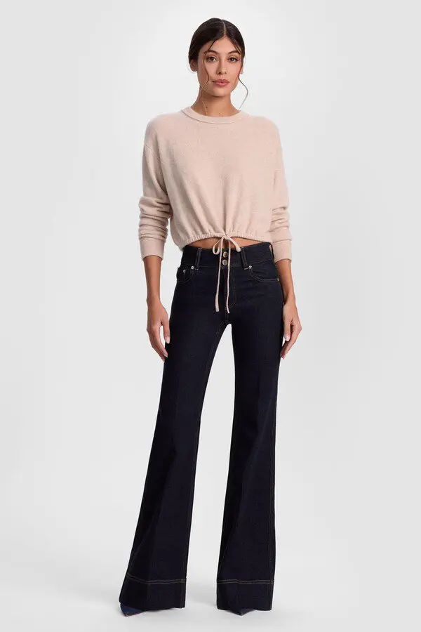 Alice + Olivia Bernetta Cropped Cashmere Pullover - Neutral