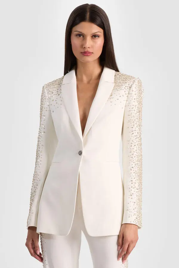 Alice + Olivia Breann Embellished Fitted Blazer