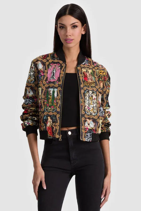 Alice + Olivia Asher Embellished Varsity Jacket