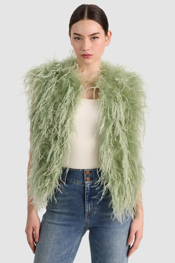 Alice + Olivia Chanda Feathered Vest