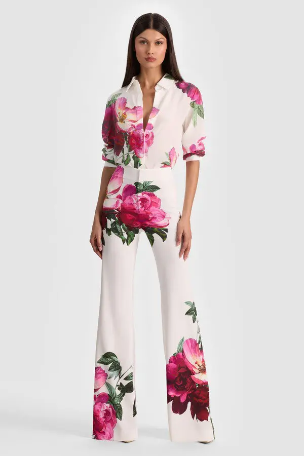 Alice + Olivia Andrew Floral Bootcut Pants
