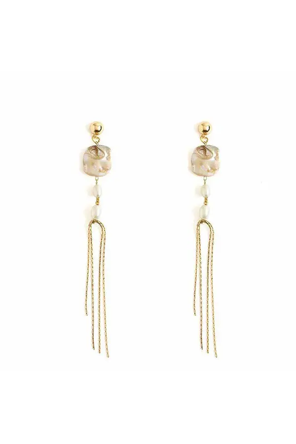 Yumi Kim Beachy Chain Drops Earrings - White