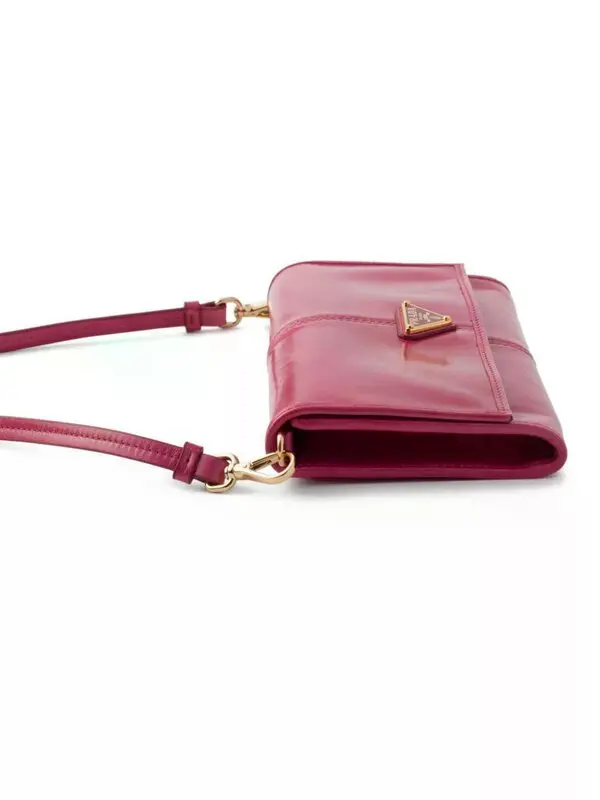 Prada Leather Wallet With Shoulder Strap - Pink