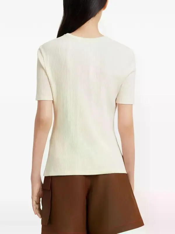 Marni Ribbed Logo-embroidered T-shirt - Neutrals