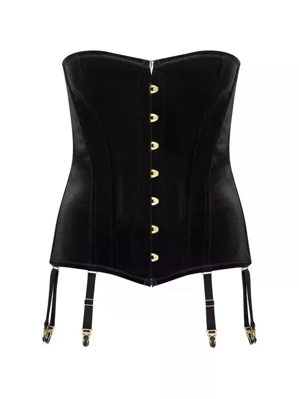 MAISON CLOSE Lace-up Garter Corset - Black