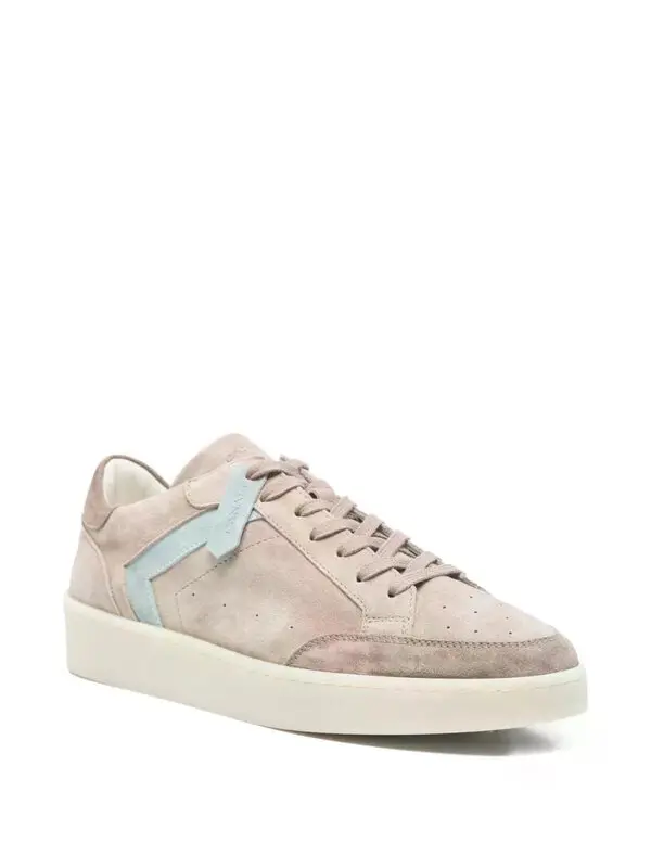 Canali Leather Detail Sneakers - Neutrals