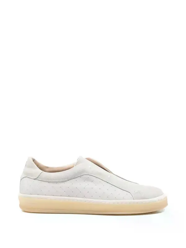 Eleventy Perforated Leather Slip-on Sneakers - Grey