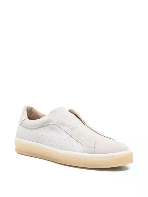 Eleventy Perforated Leather Slip-on Sneakers - Grey