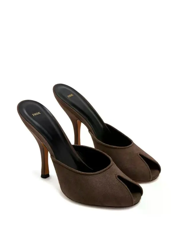 JUDE Date Peep-toe Mules - Brown