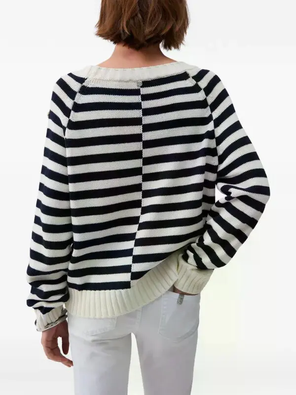 Liu Jo Striped Sweater With Stone Embroidery