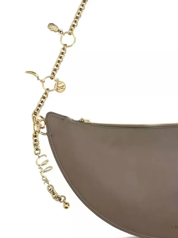 Chloé Icons Chain Leather Shoulder Bag - Grey