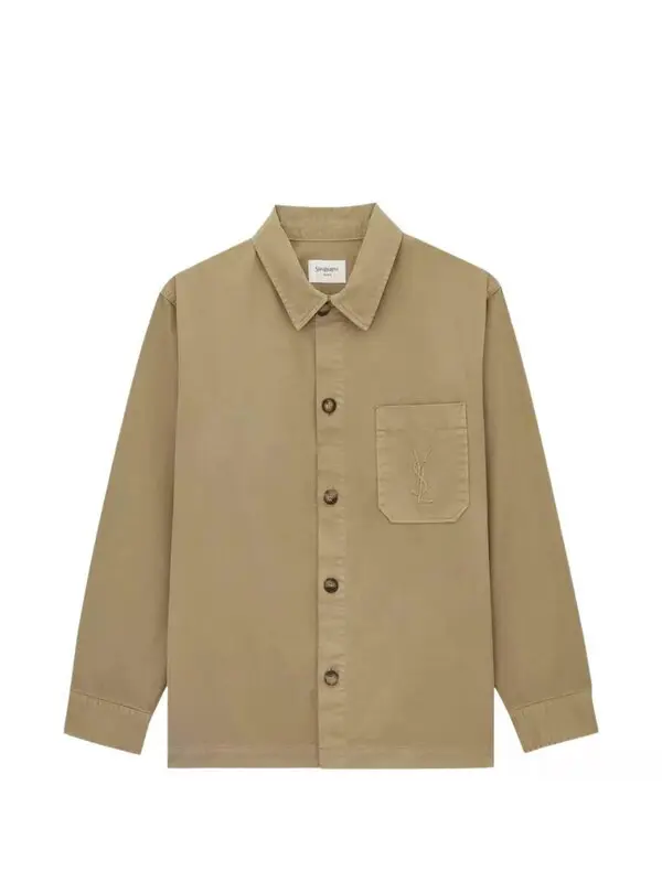 Saint Laurent Logo-embroidery Shirt Jacket - Neutrals