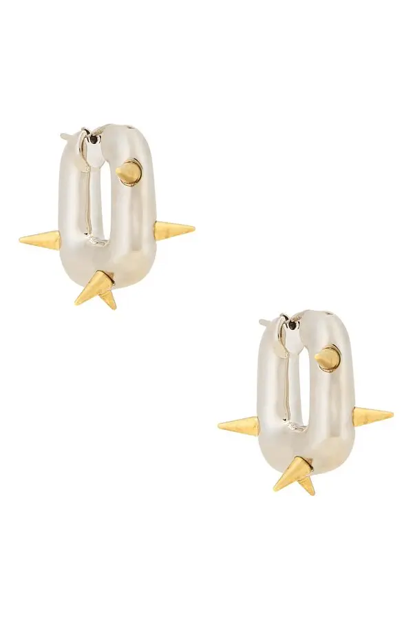 Acne Studios Hoop Spike Earrings - Silver & Semi Matte Gold