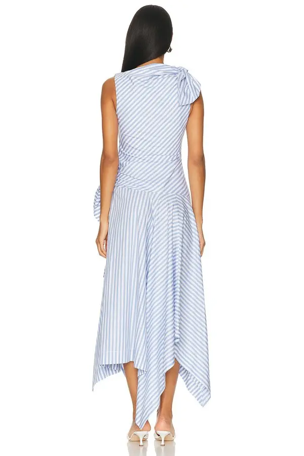 Monse Bow Drape Shirting Cascade Dress