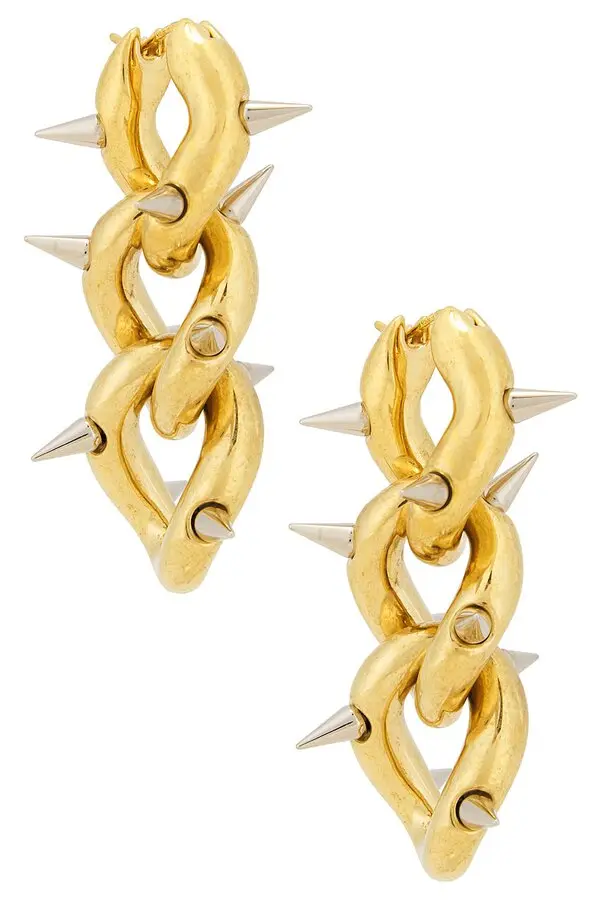 Acne Studios Spike Chain Earrings - Semi Matte Gold & Silver