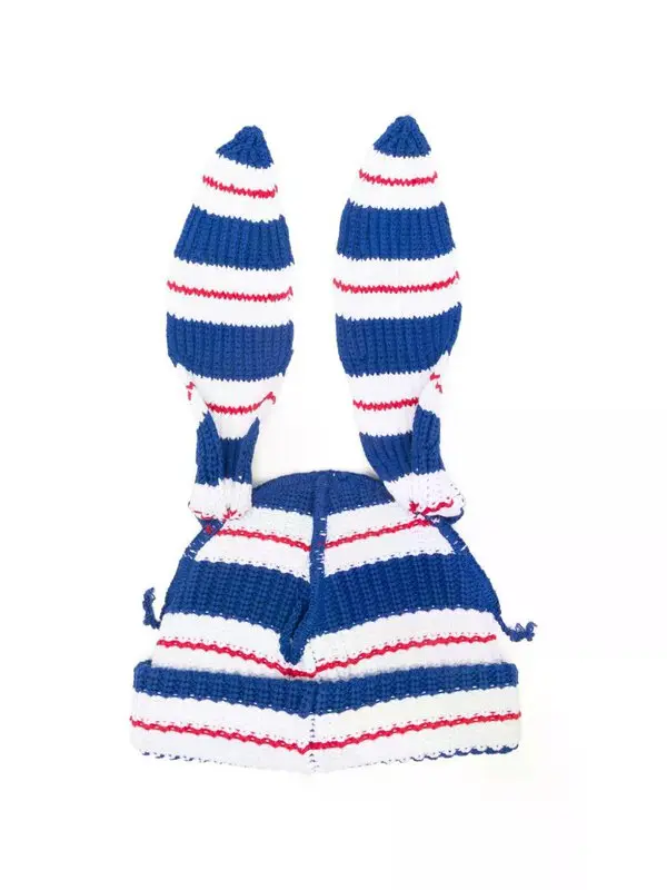 CHARLES JEFFREY Striped Beanie - Blue