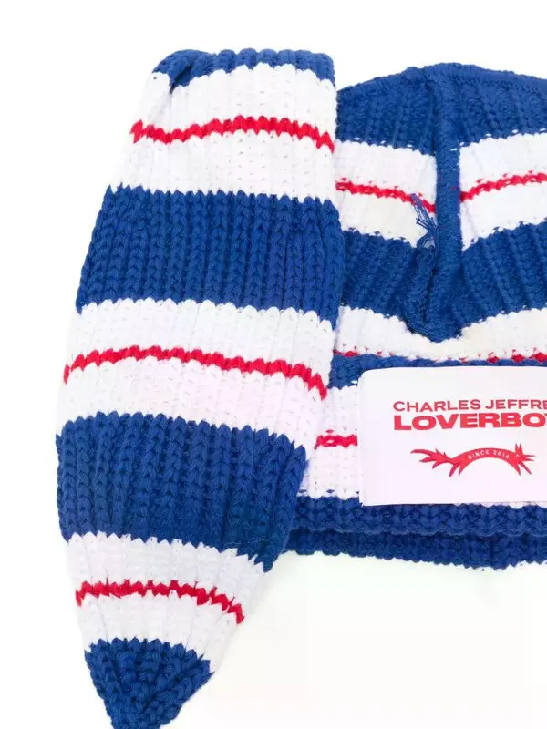 CHARLES JEFFREY Striped Beanie - Blue