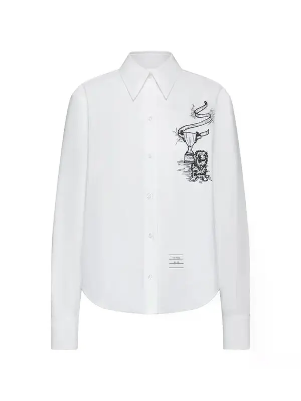 Thom Browne Long-sleeve Shirt With Embroidery - White