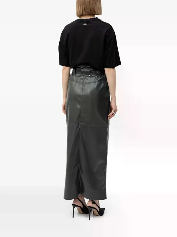 BOSS Long-length Faux-leather Pencil Skirt With Tie Belt