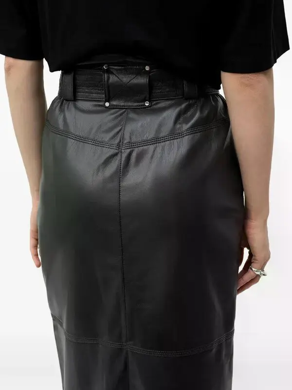 BOSS Long-length Faux-leather Pencil Skirt With Tie Belt