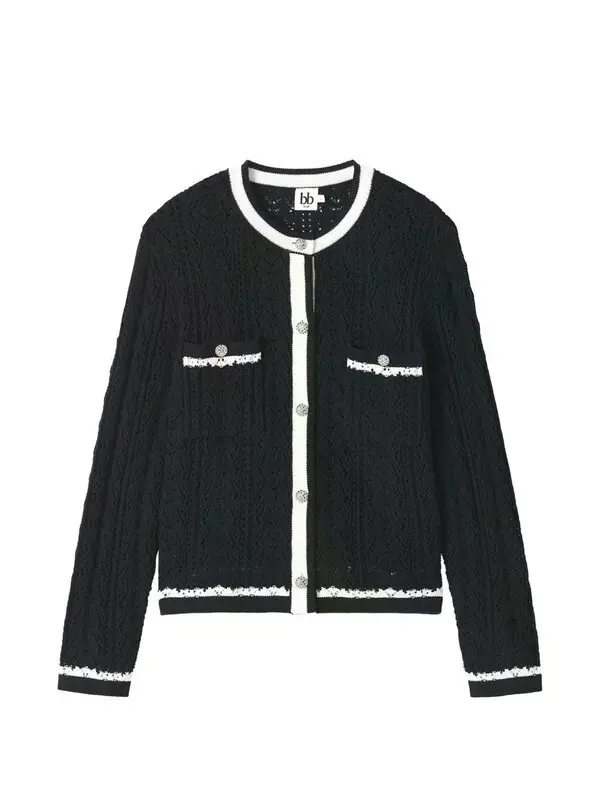 B+AB Contrasting-trim Cardigan - Black