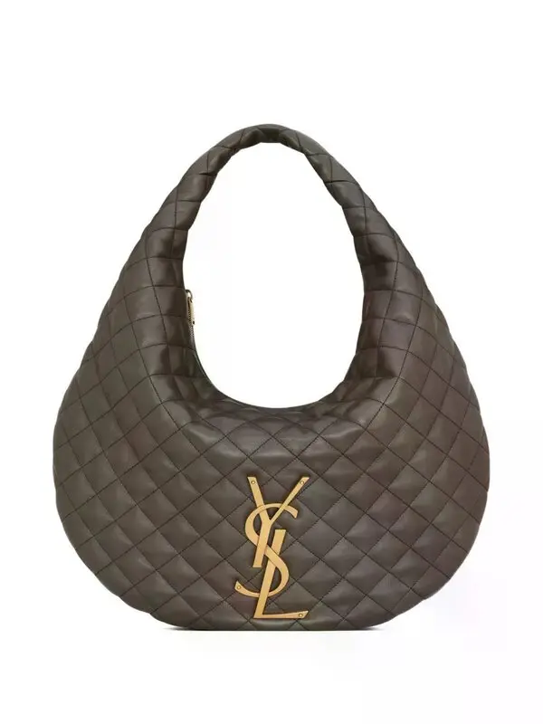 Saint Laurent Icare Quilted Logo Shoulder Bag - Grey
