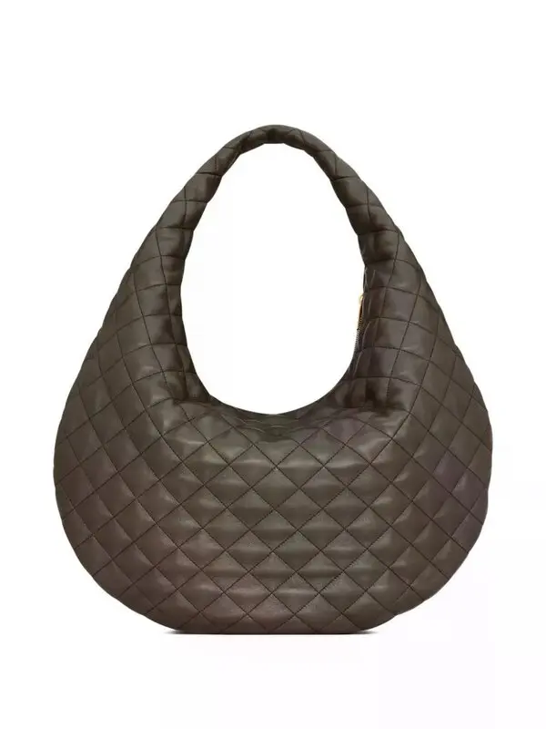 Saint Laurent Icare Quilted Logo Shoulder Bag - Grey