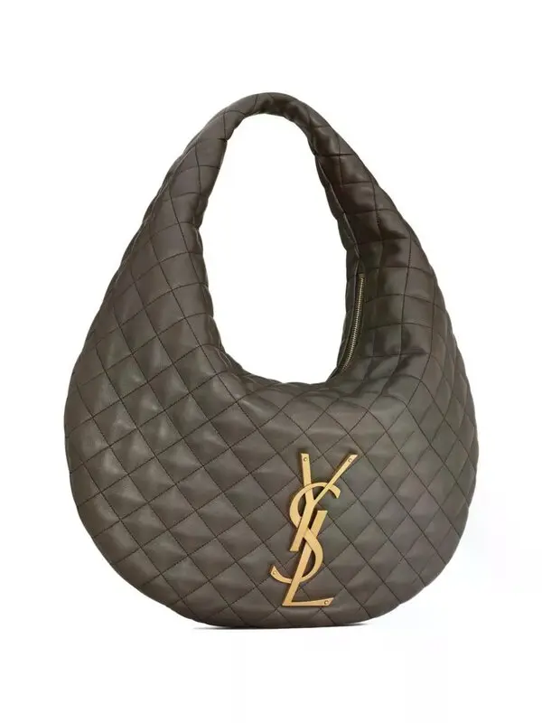 Saint Laurent Icare Quilted Logo Shoulder Bag - Grey