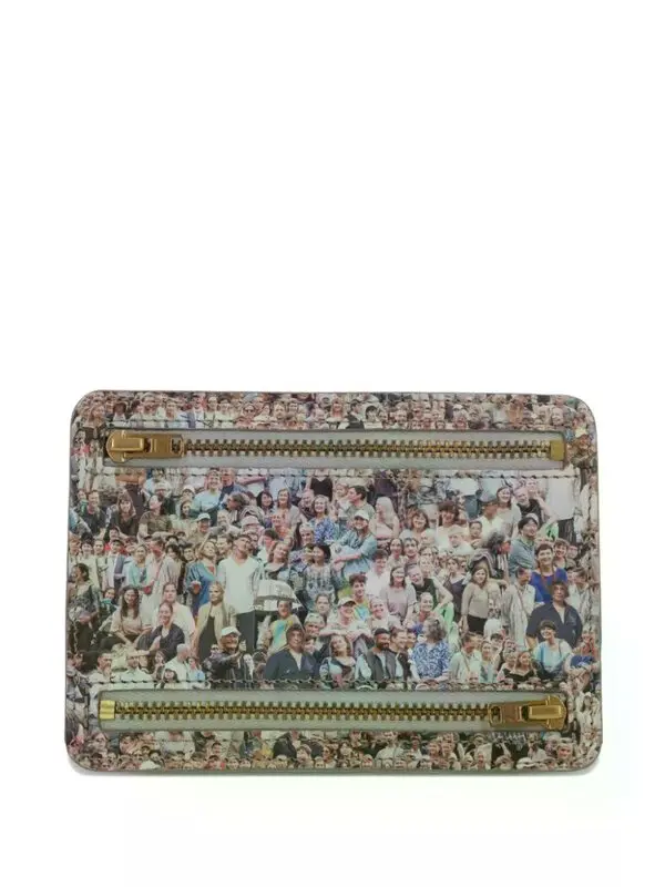 BLESS Faces-print Clutch - Neutrals