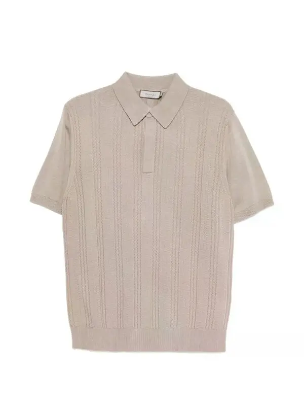 Canali Textured Knitted Polo Shirt