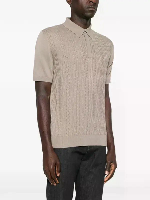 Canali Textured Knitted Polo Shirt