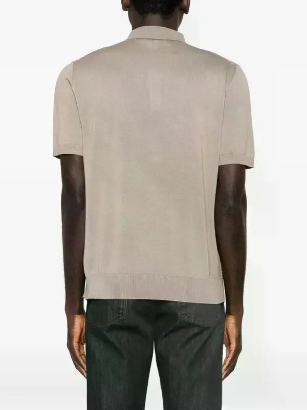 Canali Textured Knitted Polo Shirt