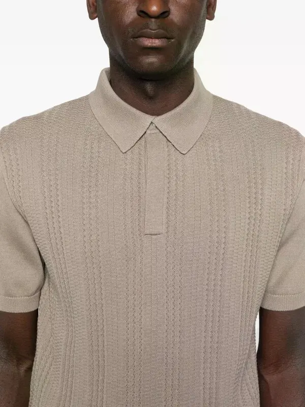 Canali Textured Knitted Polo Shirt
