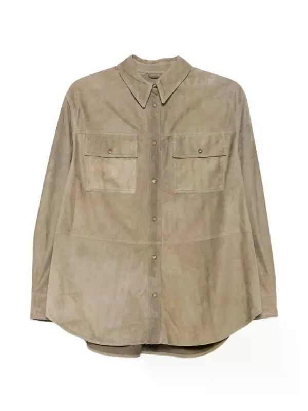 Brunello Cucinelli Leather Pocket Shirt - Neutrals
