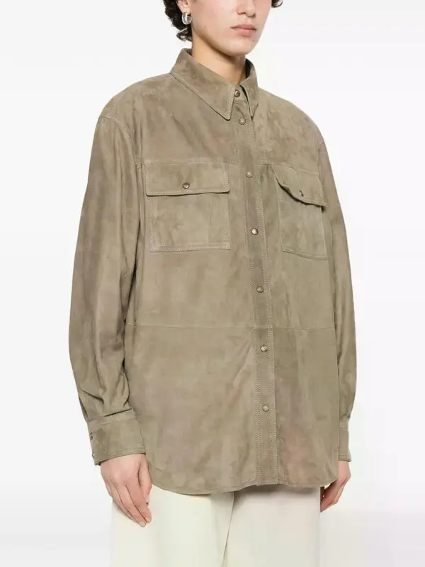 Brunello Cucinelli Leather Pocket Shirt - Neutrals