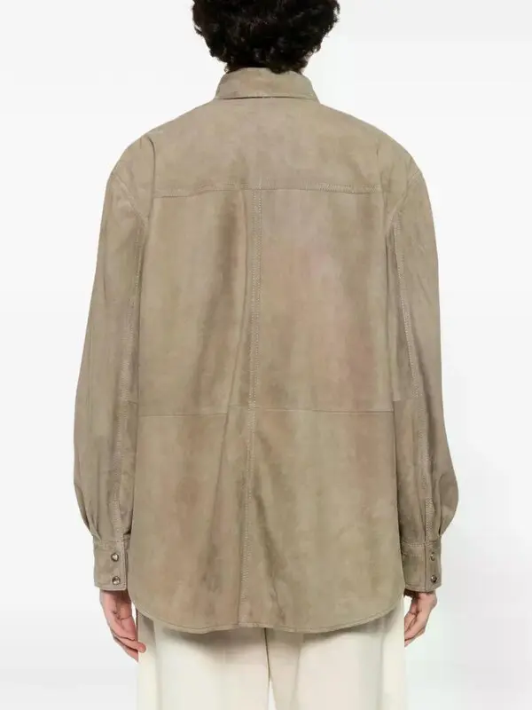 Brunello Cucinelli Leather Pocket Shirt - Neutrals