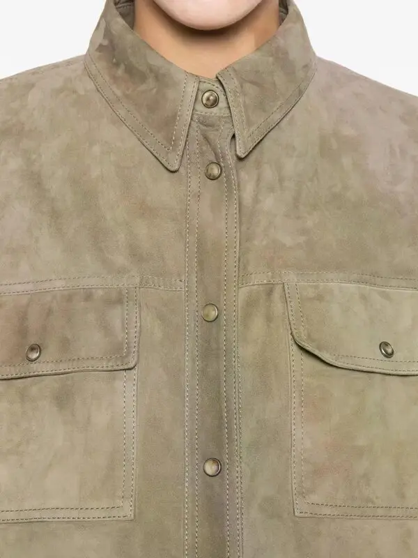 Brunello Cucinelli Leather Pocket Shirt - Neutrals