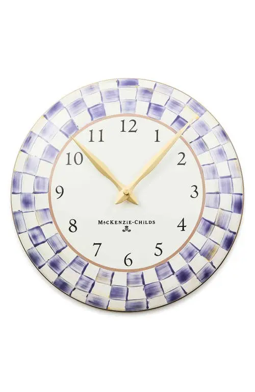 MACKENZIE-CHILDS Check Enameled Steel Wall Clock - Violet