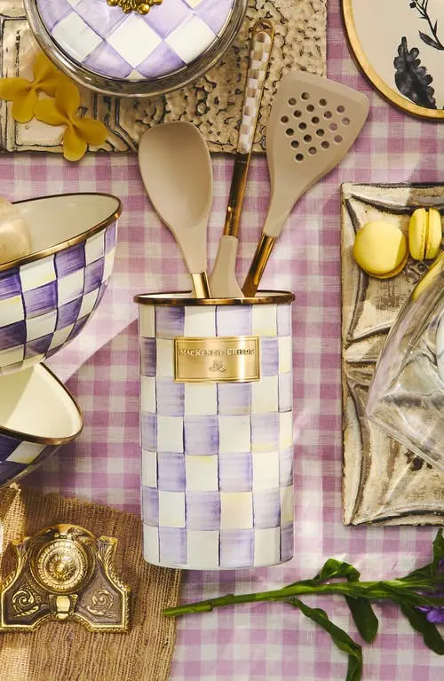 MACKENZIE-CHILDS Check Utensil Holder - Violet
