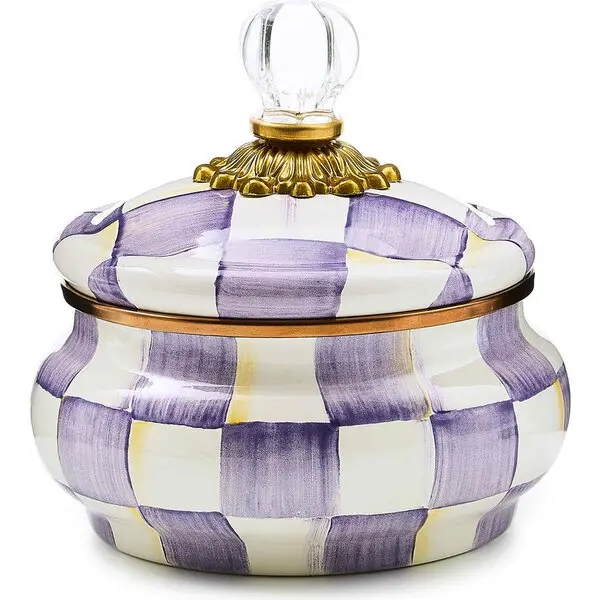 MACKENZIE-CHILDS Check Enameled Steel Squashed Pot - Violet