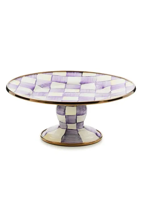 MACKENZIE-CHILDS Check Enameled Steel Mini Pedestal Platter - Violet