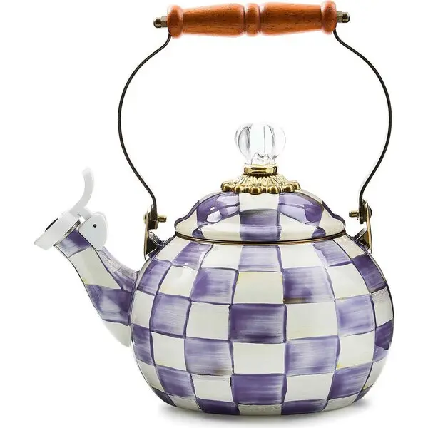MACKENZIE-CHILDS Check Whistling Tea Kettle - Violet