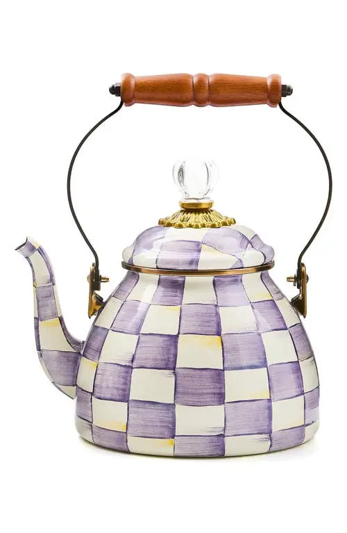 MACKENZIE-CHILDS Check Enameled Steel 2-quart Tea Kettle - Violet