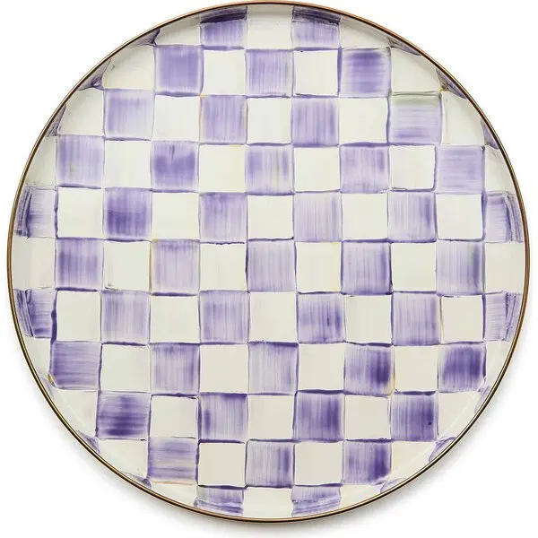 MACKENZIE-CHILDS Check Enameled Steel Round Tray - Violet