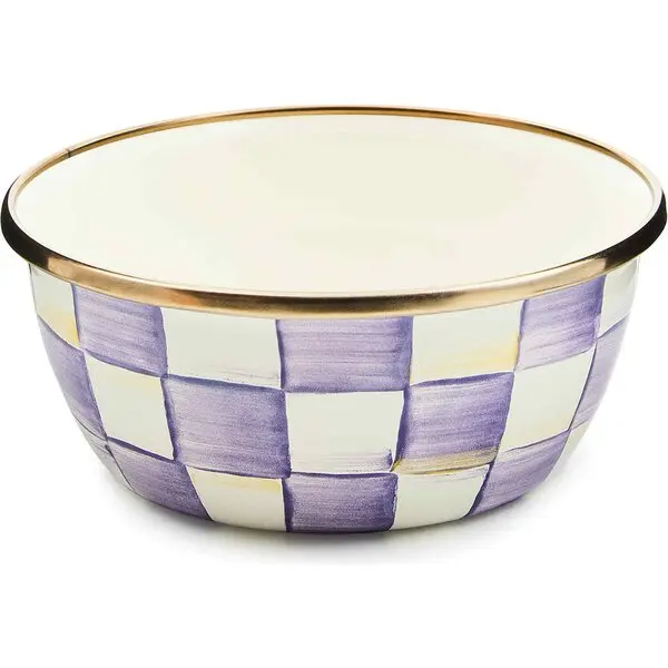 MACKENZIE-CHILDS Check Enameled Steel Pinch Bowl - Violet