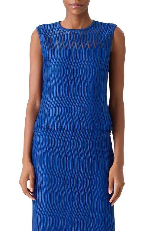 Akris Techno Lace Sleeveless Top - Lapis Blue