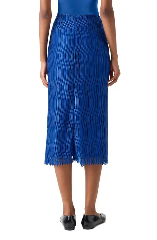 Akris Techno Lace Midi Pencil Skirt - Lapis Blue